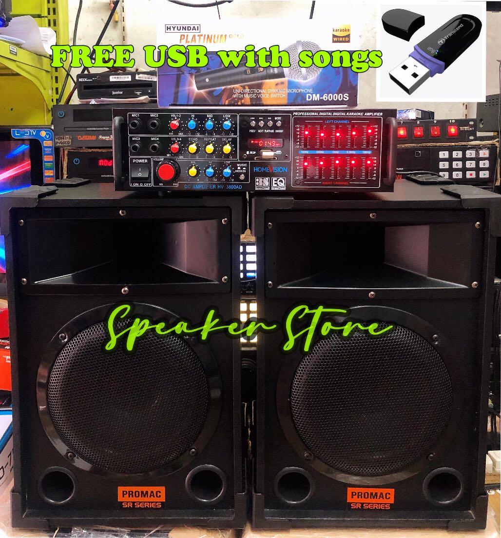 KARAOKE SET with PROMAC SR-806 Speaker and Amplifier FREE USB 8gb and ...