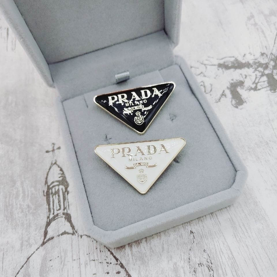 【Barley】Prada inverted triangle metal brooch | Lazada PH