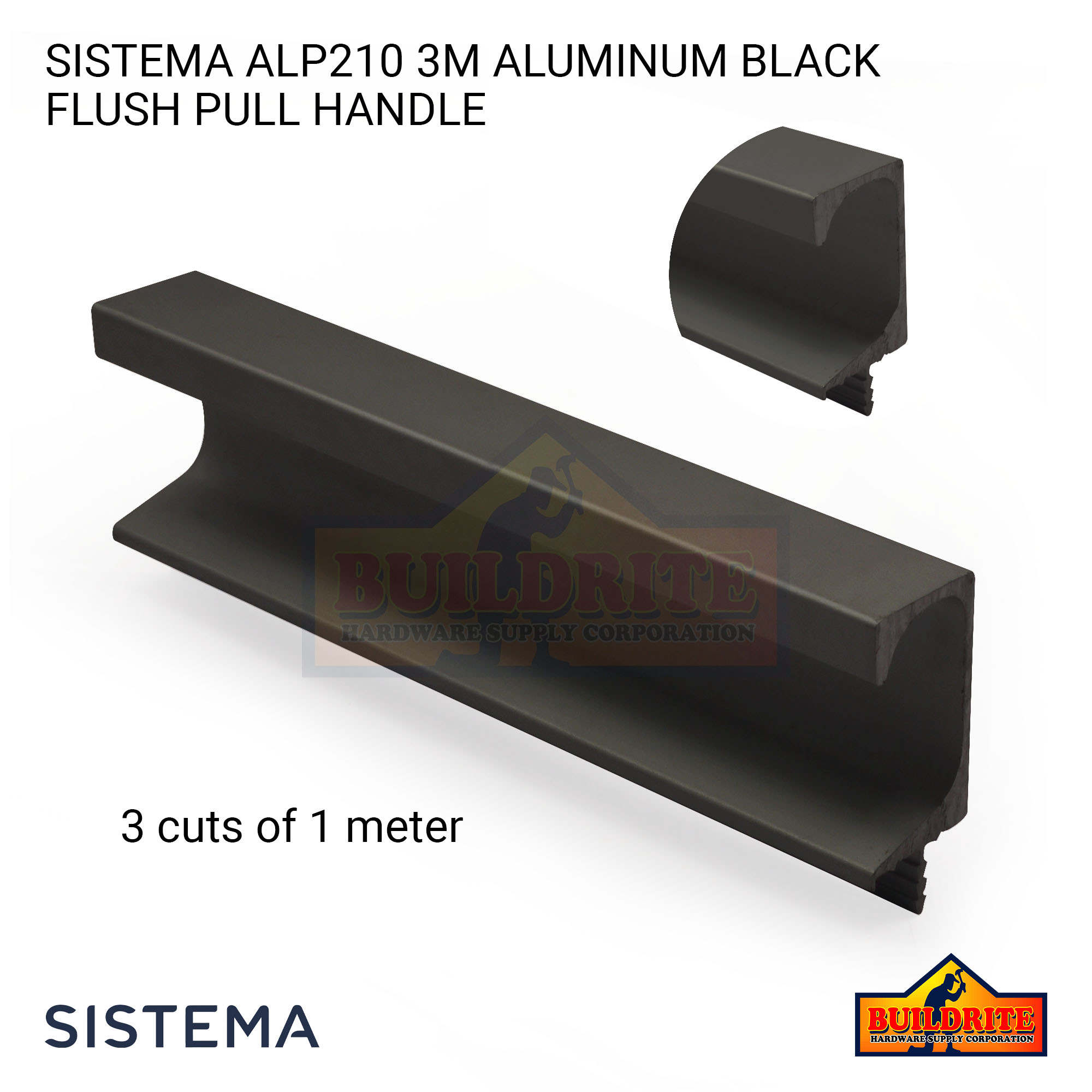 SISTEMA ALP210 3 Meters Aluminum Grab Handle Black | Lazada PH