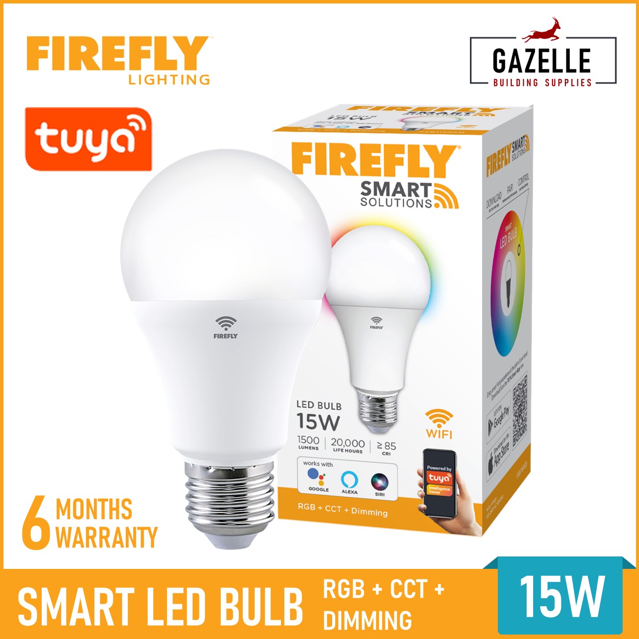 Firefly Smart Solutions LED Bulb RGB + CCT + Dimming - 15W Tuya ...