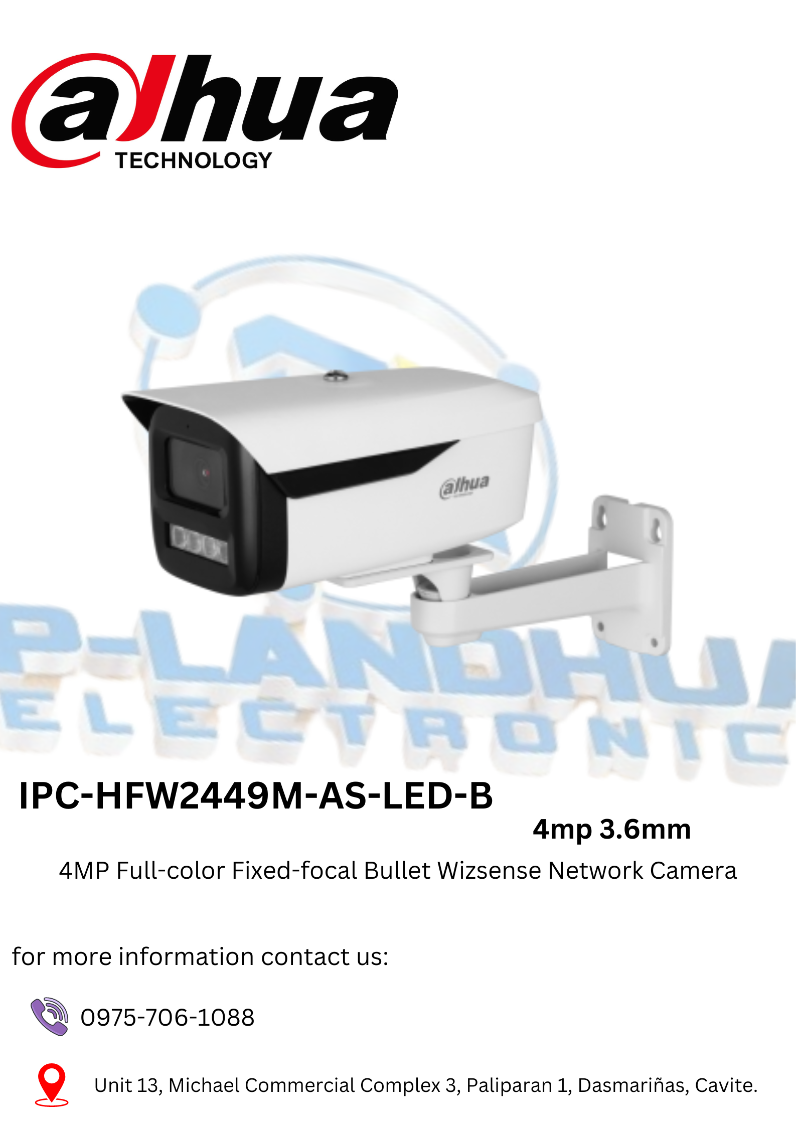 DAHUA IP FULLCOLOR 4MP CAMERA BULLET (IPC-HFW2449M-AS-LED-B) | Lazada PH