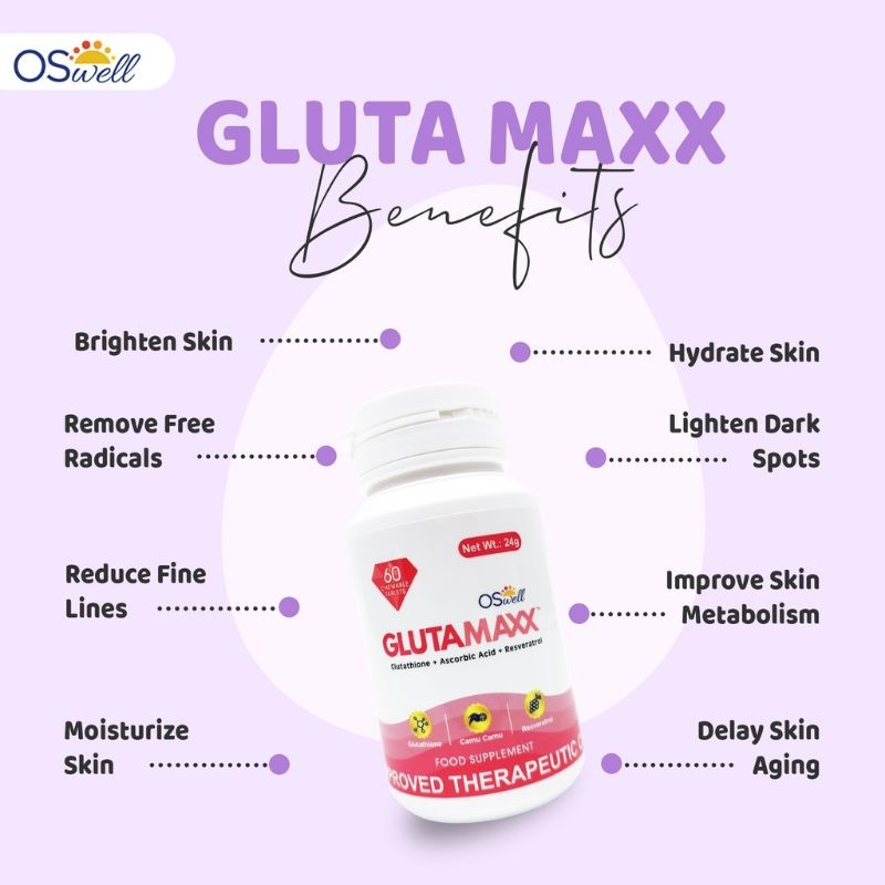 Authentic Oswell Gluta Maxx 60 Chewable Tablets for Whitening FDA ...