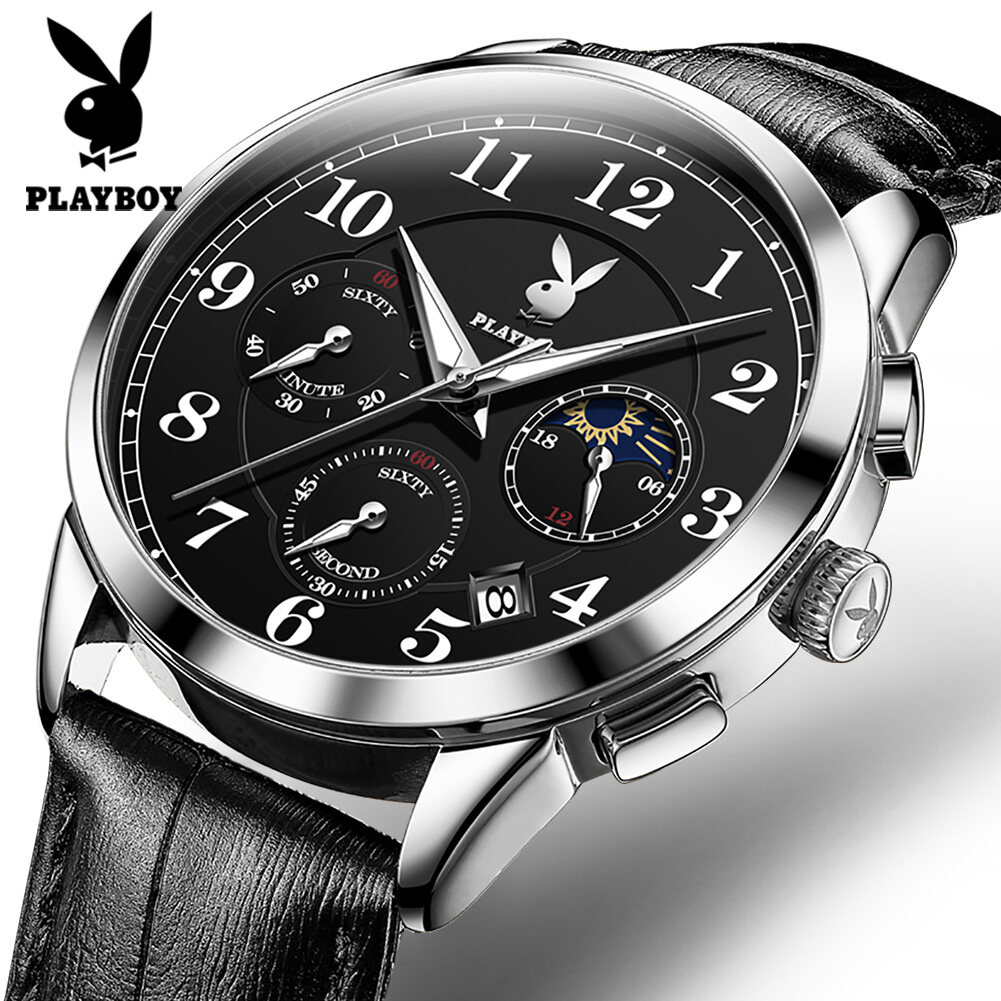 PLAYBOY Original Genuine Leather Waterproof Watch for men Import ...