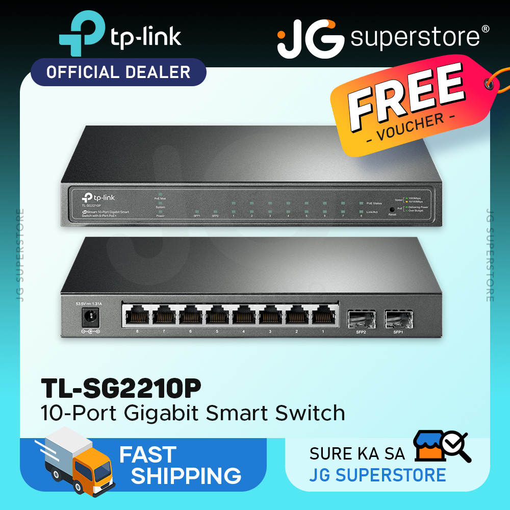 TP-Link TL-SG2210P 10-Port Gigabit Smart Switch with 8-Port PoE+, 2 SFP ...