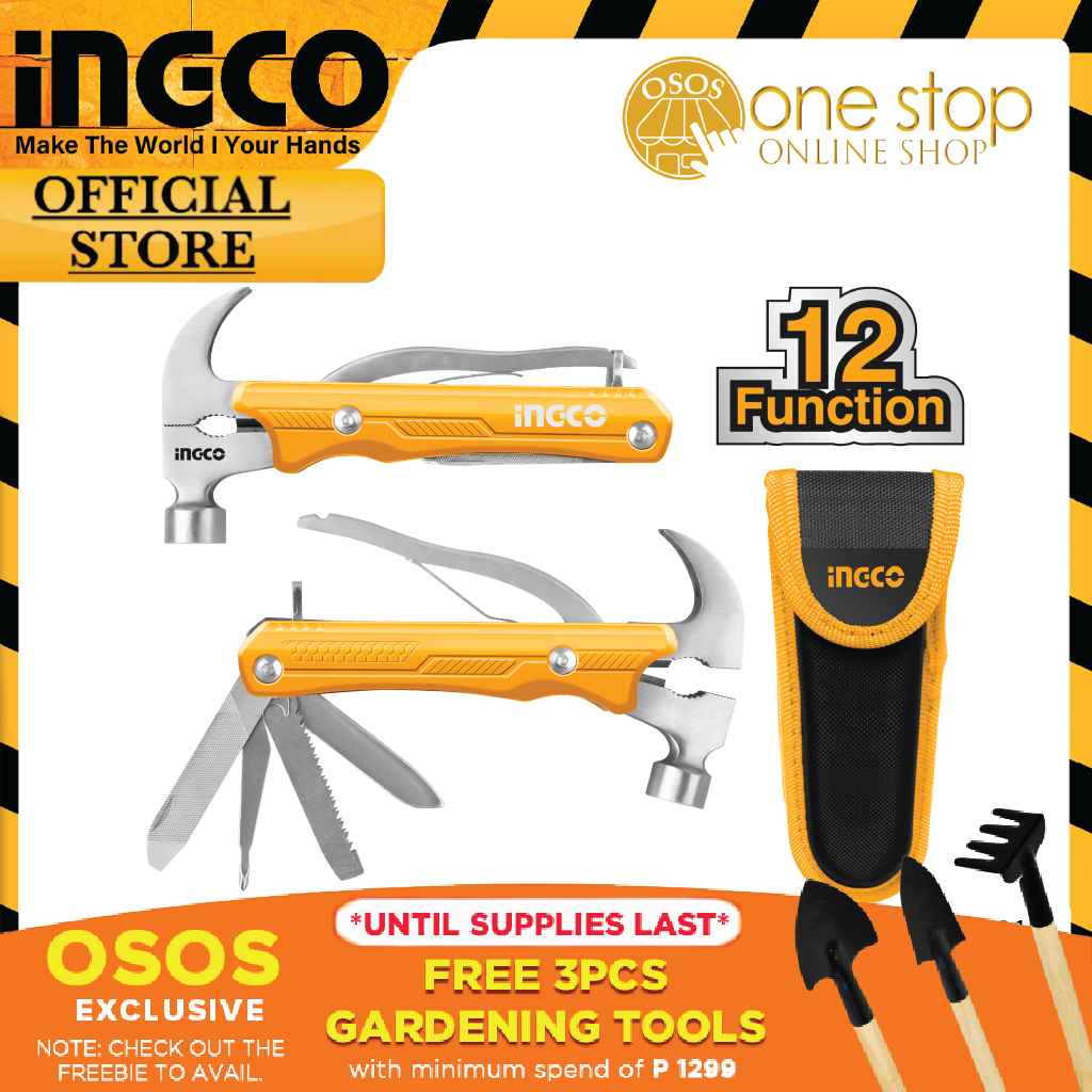 Original Brand Of Ingco Multi-Function Hammer Tool Set Pliers Screwdriver Hammer Saw w/ Pouch ...