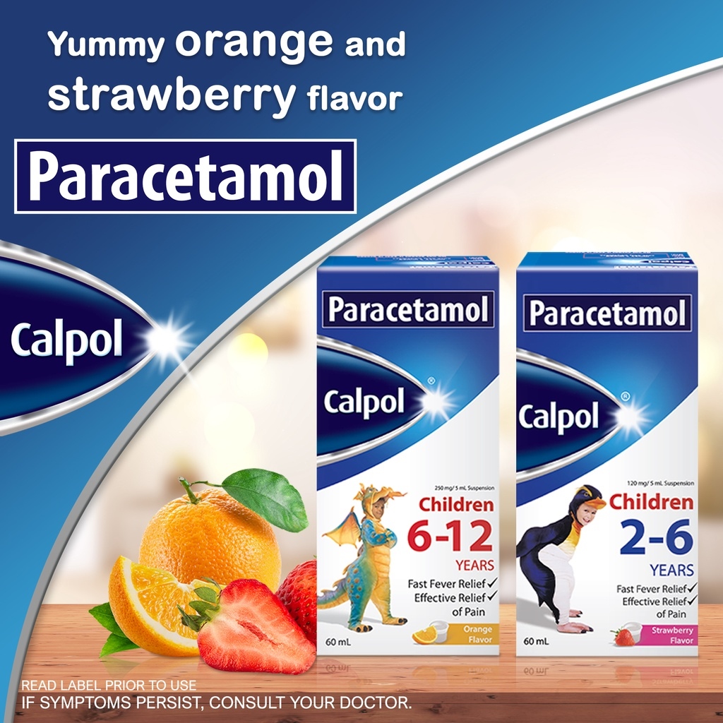 Calpol Orange Flavour (6-12 Years Old) Paracetamol for Fever 60ml ...