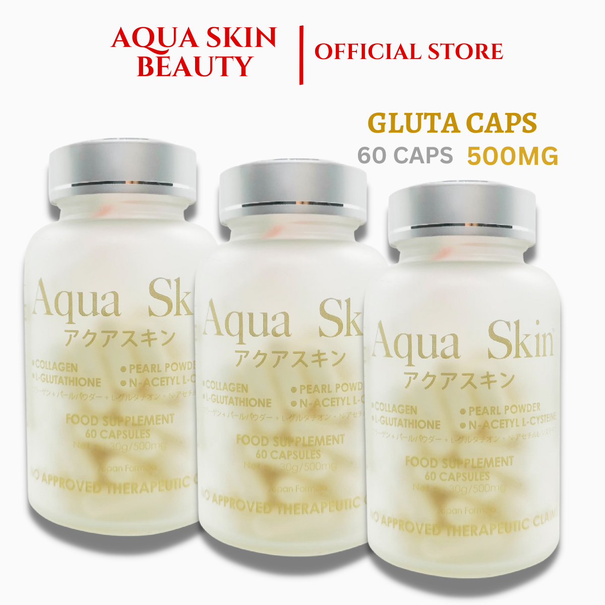 Aqua Skin Glutathione Gluta Caps Bundle Collagen NAC Whitening Anti Aging Gluta Capsule ...