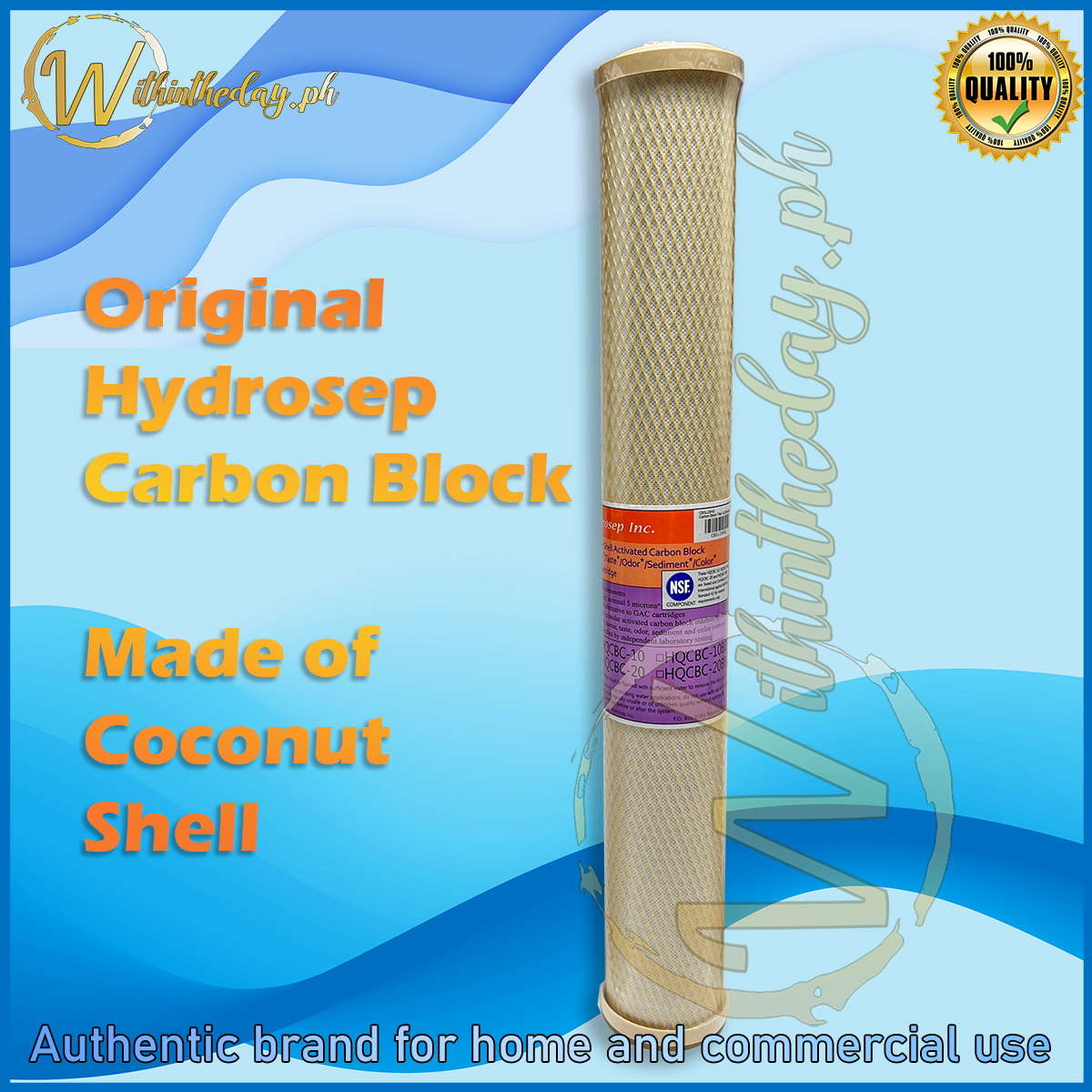 ORIGINAL Hydrosep with barcode USA 20 inch slim Coco Shell Activated ...