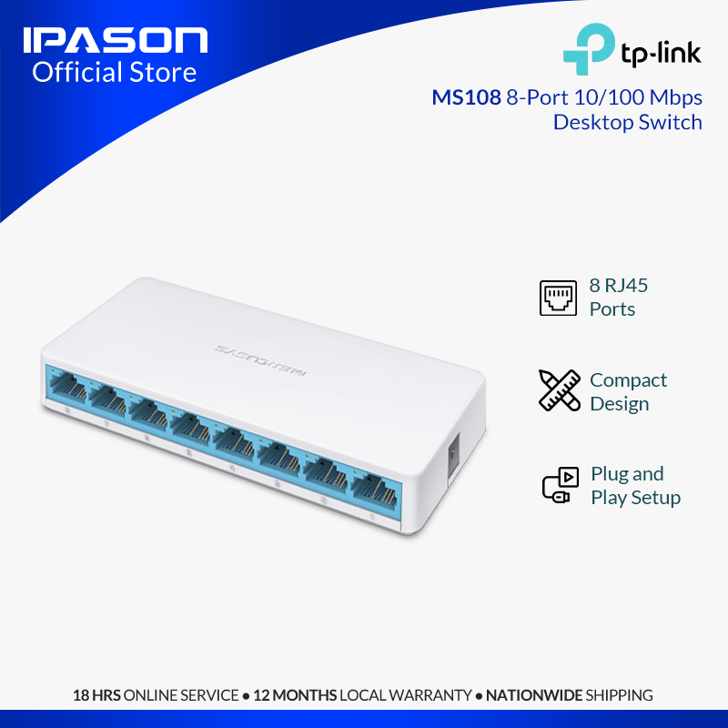 TP-Link Mercusys MS108 8-Port 10/100Mbps Desktop Switch | Lazada PH