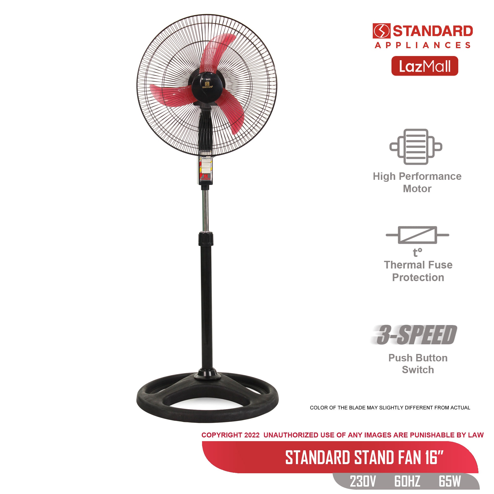 Standard Stand fan SSM-16B / STS-16 | 16 Inches Banana Blade Stand Fan ...