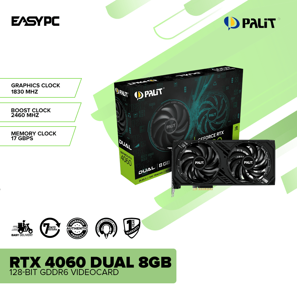 EasyPC | Palit Geforce RTX 4060Ti DUAL 8gb 128bit GDDR6 NE6406T019P1 ...