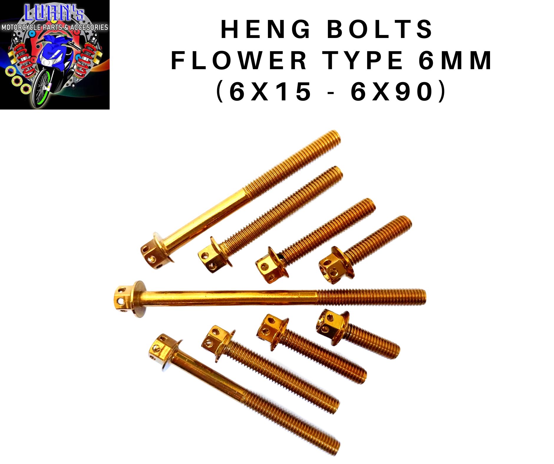 🇹🇭HENG BOLTS FLOWER TYPE GOLD 6mm (6x15 - 6x90) [SOLD PER PIECE ...