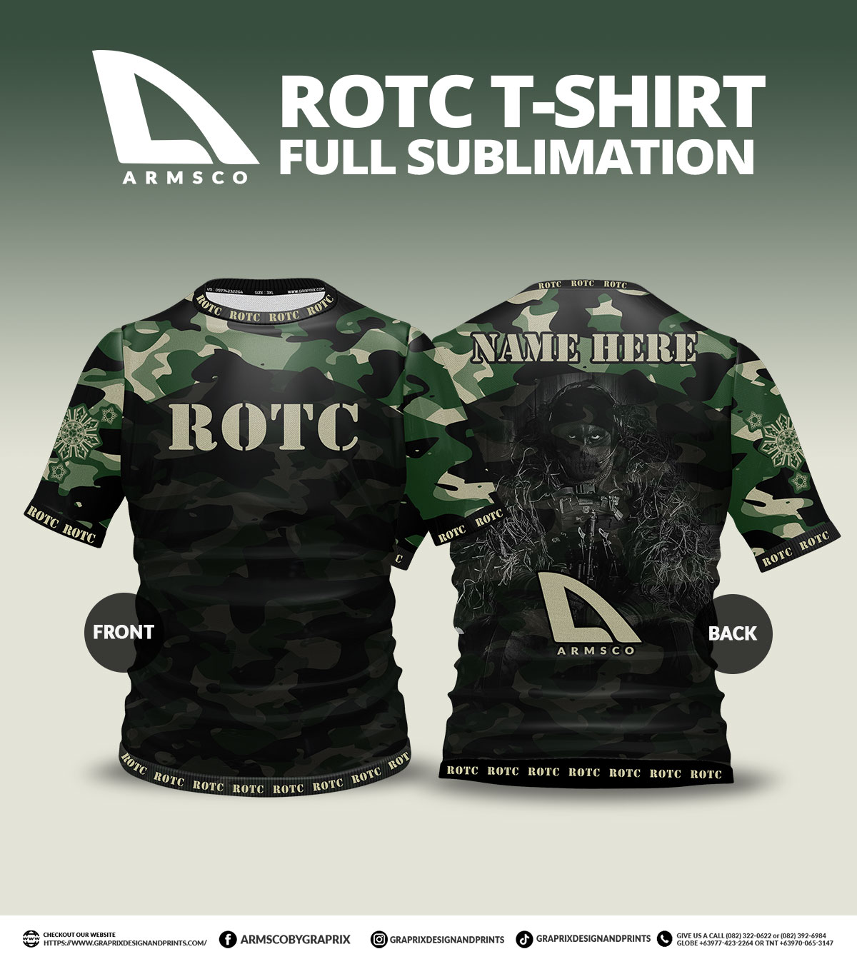 ROTC ArmsCo T-shirt Full Sublimation CUSTOMIZE NAME - Mens and Women ...