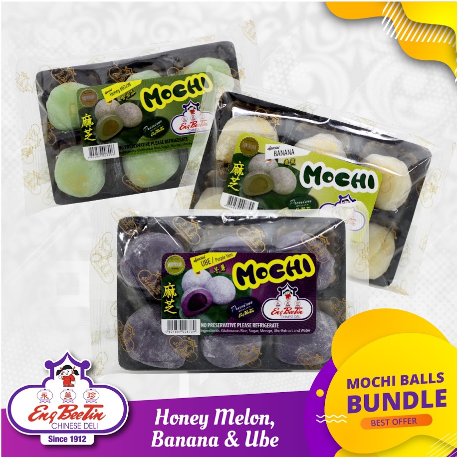 BEST SELLER!!! Eng Bee Tin Mochi Balls Bundle (Honey Melon, Banana, Ube ...