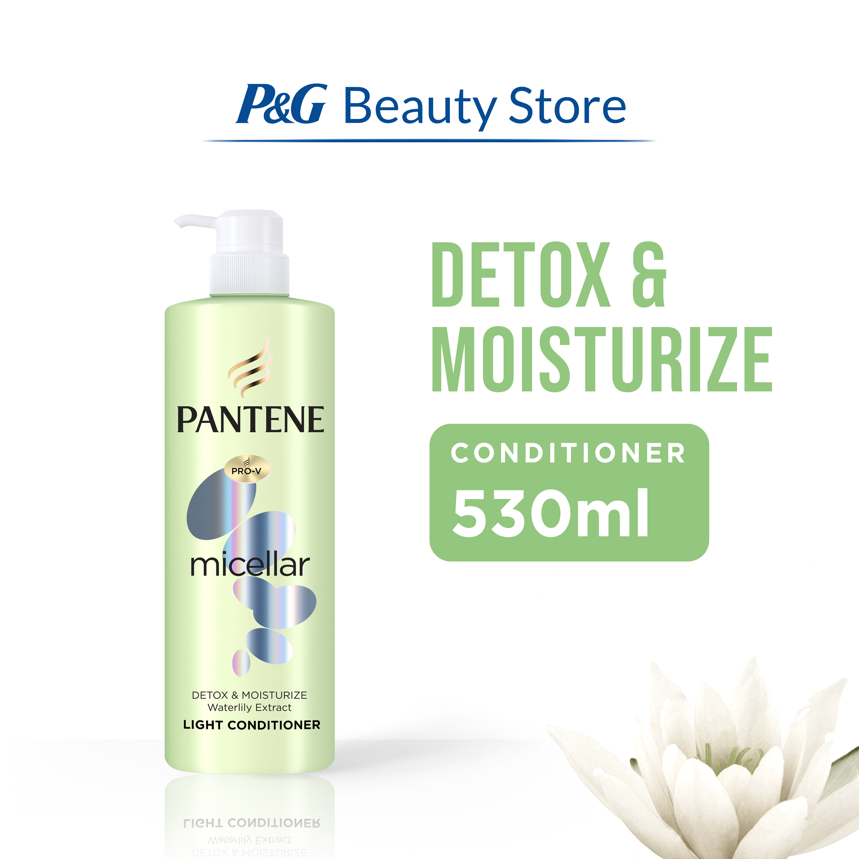Pantene Micellar Conditioner Detox & Moisturize Waterlily Extract Hair ...