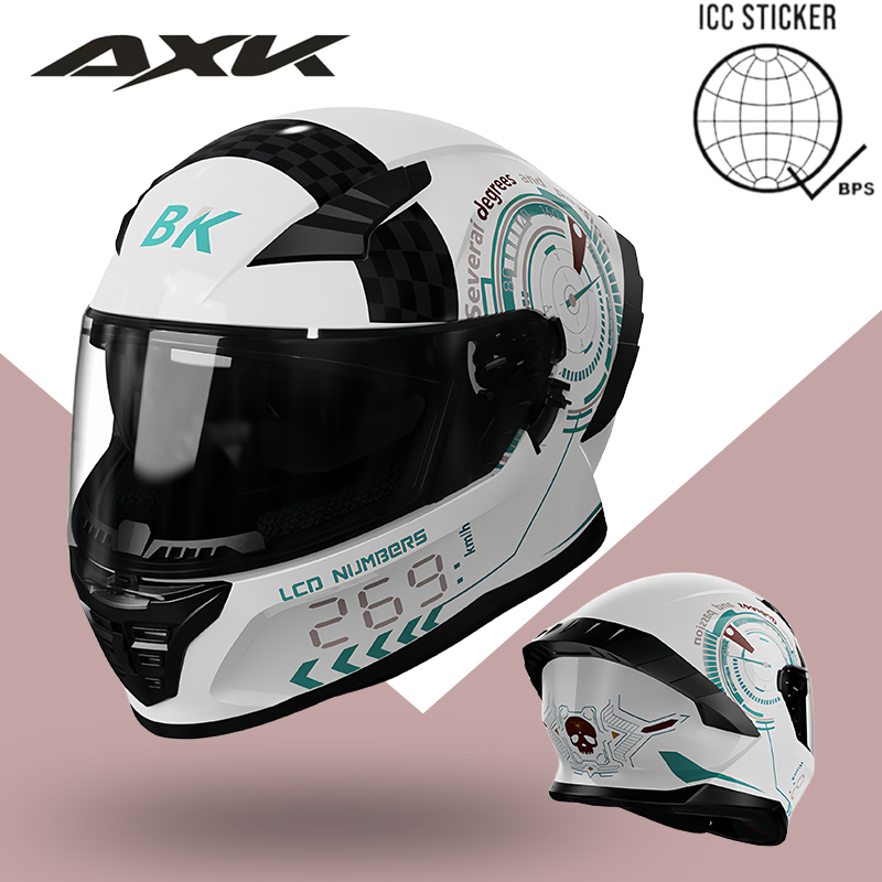 AXK 800 Motorcycle Helmet Unisex Dual Lens Flip Up Racing Helmet With ...