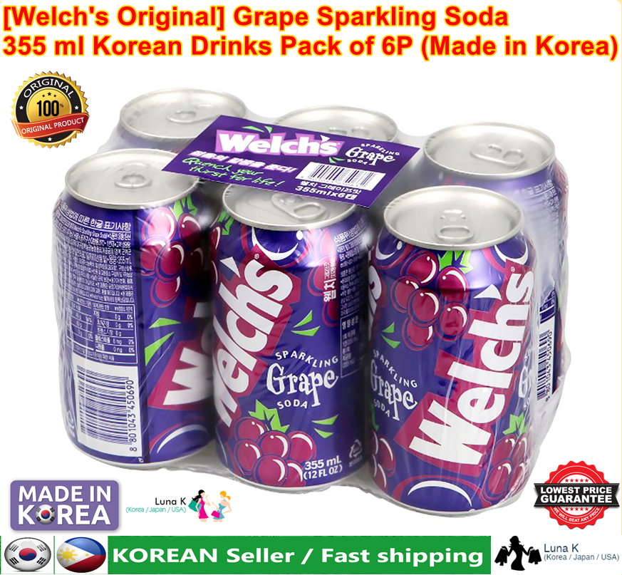 [Welch's Original] Grape Sparkling Soda 355 ml Korean Drinks Pack of 6P ...
