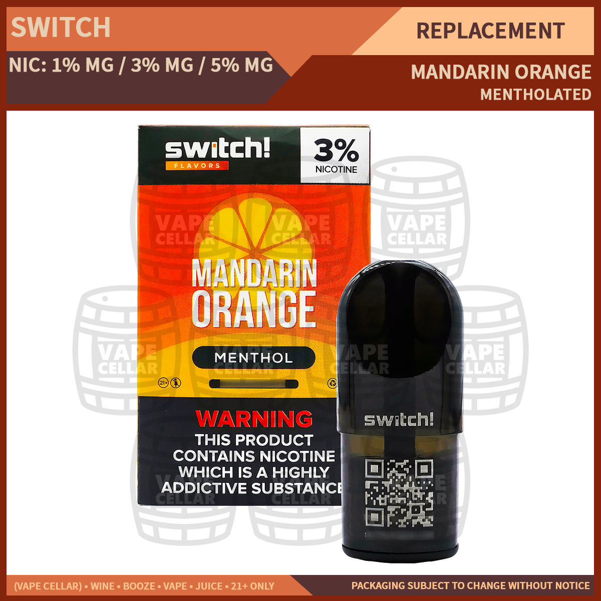 Switch Prefilled Pod Mandarin Orange (1%, 3%, 5%) | Lazada PH