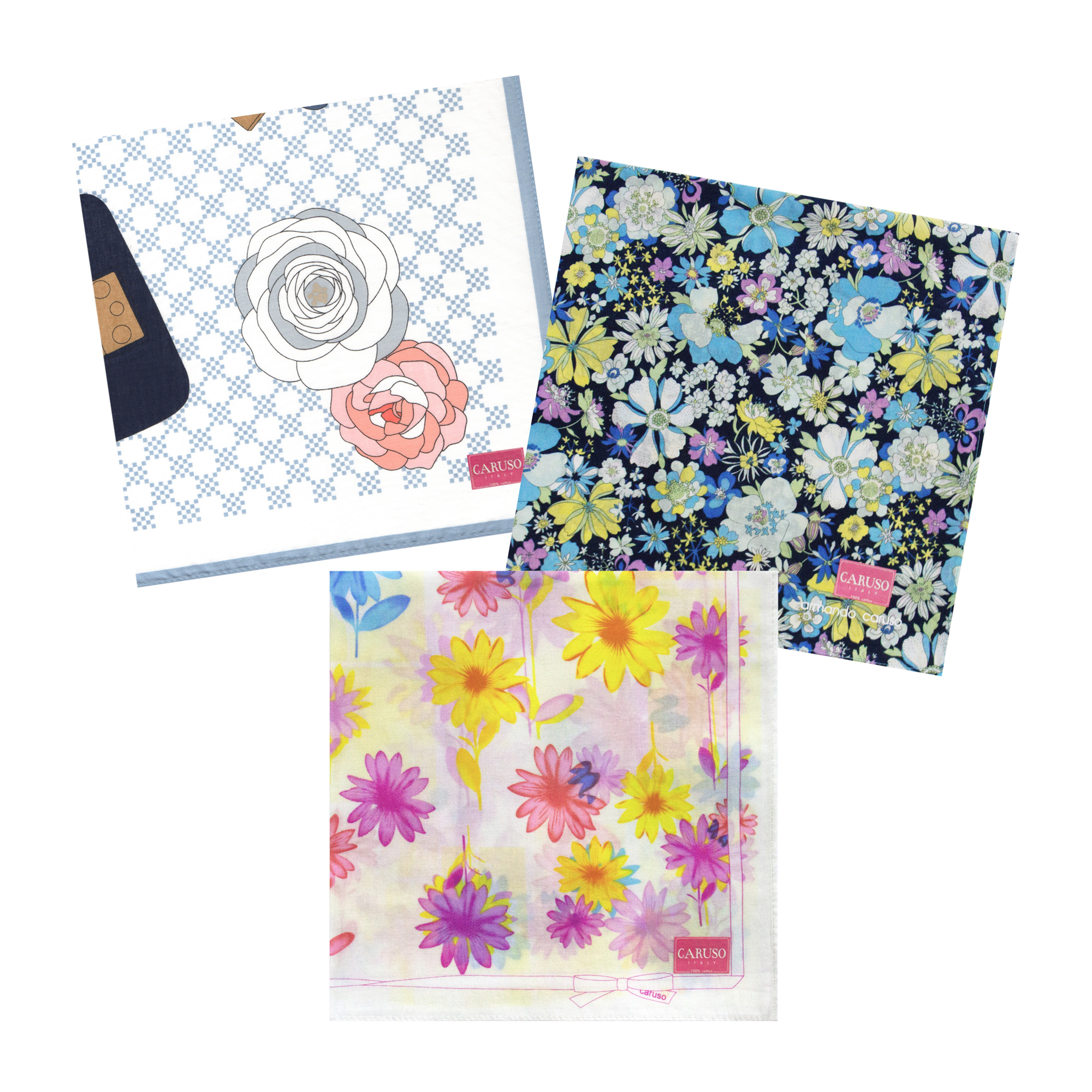 Caruso Ladies' Printed Handkerchief Pastel Series - set of 3 pcs ...