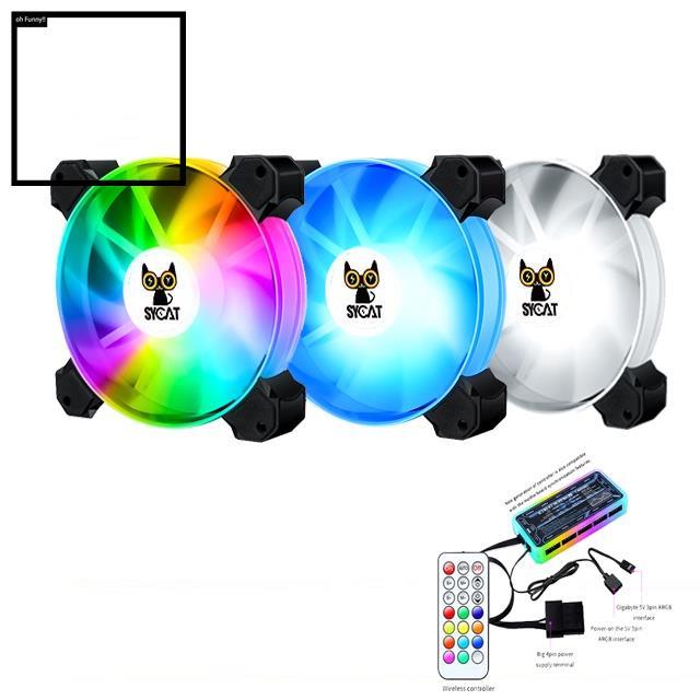 SYCAT S10 RGB FAN 3 pcs 120MM Cooling FAN 3 IN ONE KIT RGB Control LED ...