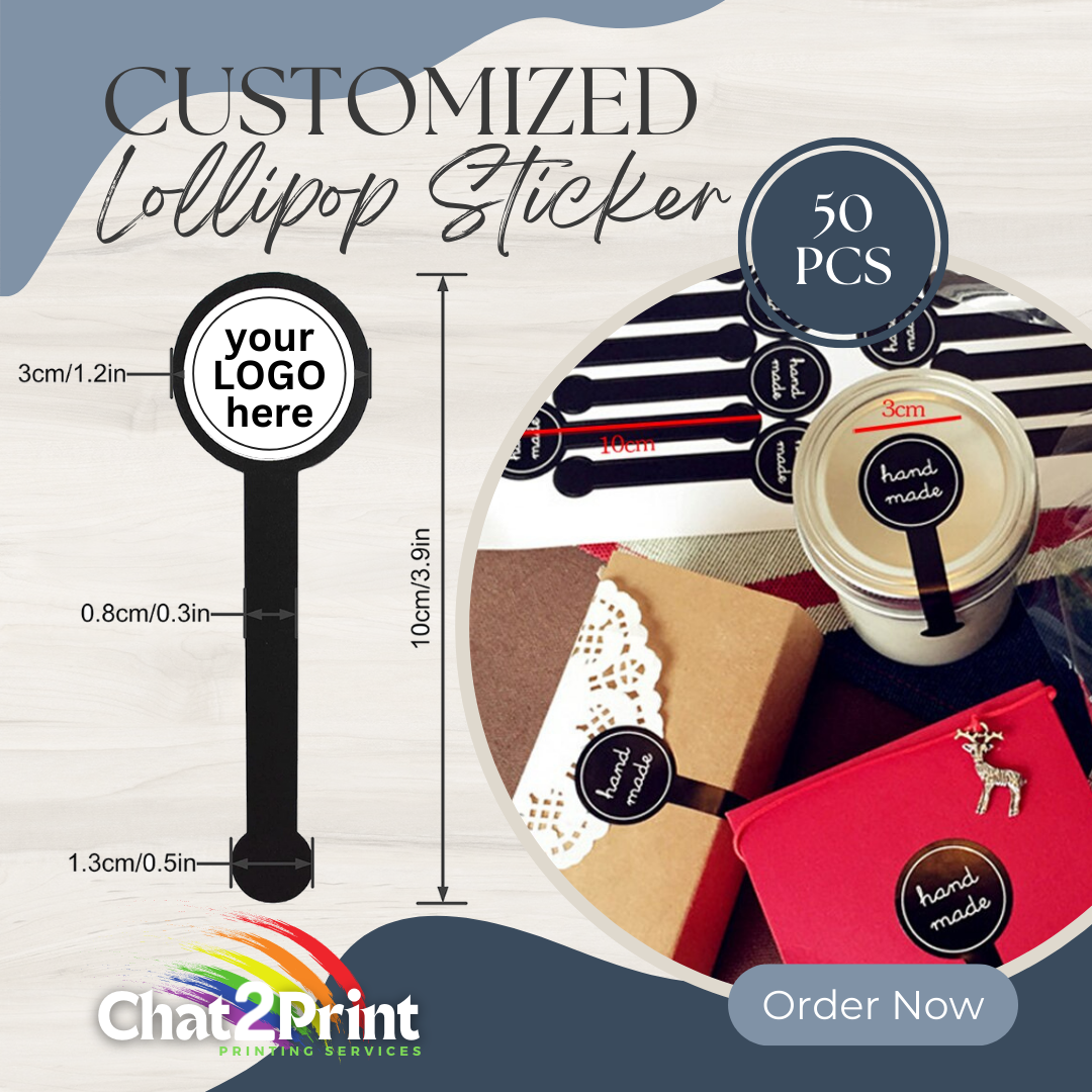 50pcs Lollipop Sticker | Chat2print Product Label Seal | Customized ...