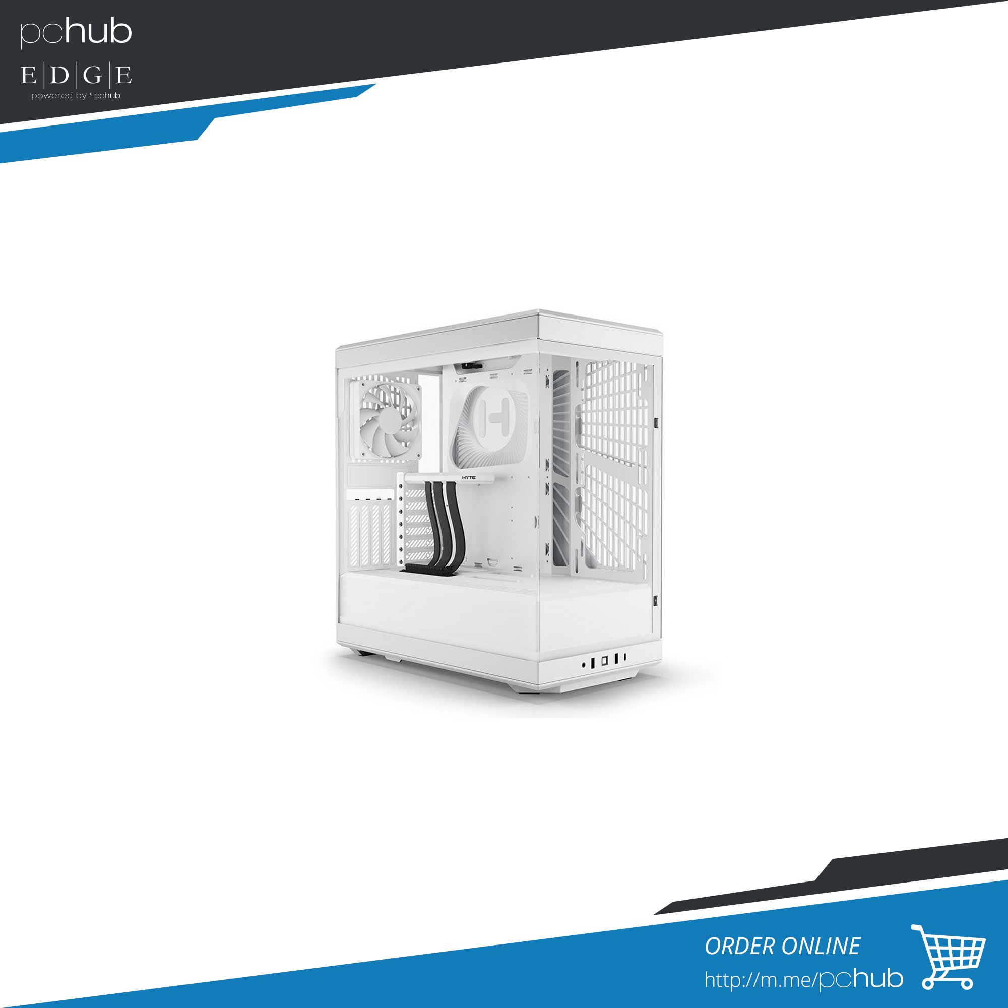 PChub | Hyte Y40 TG snow white, ATX, PCIE4 Riser, 2x120mm, USB3 1C 1A ...