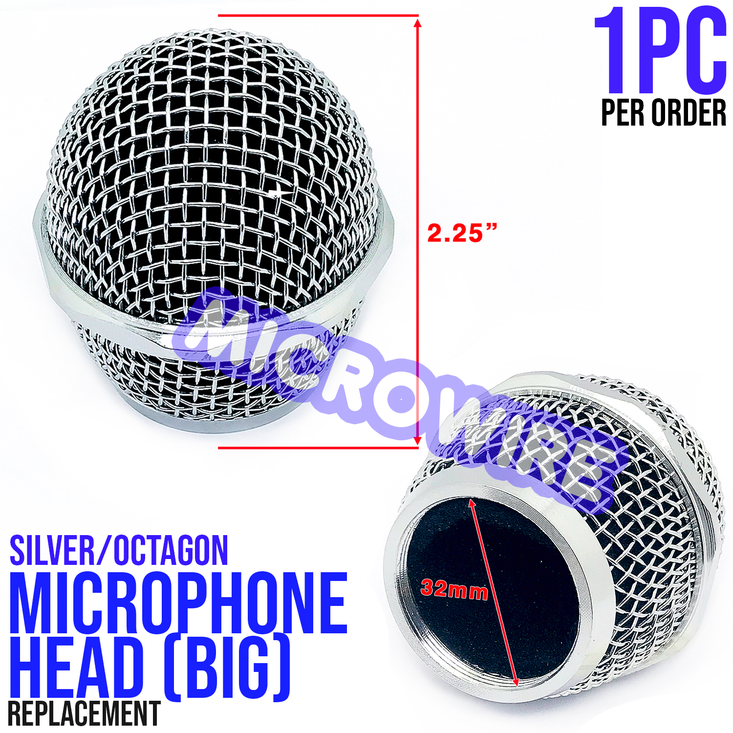 Universal Microphone Head Replacement Octagon (SILVER) | Lazada PH