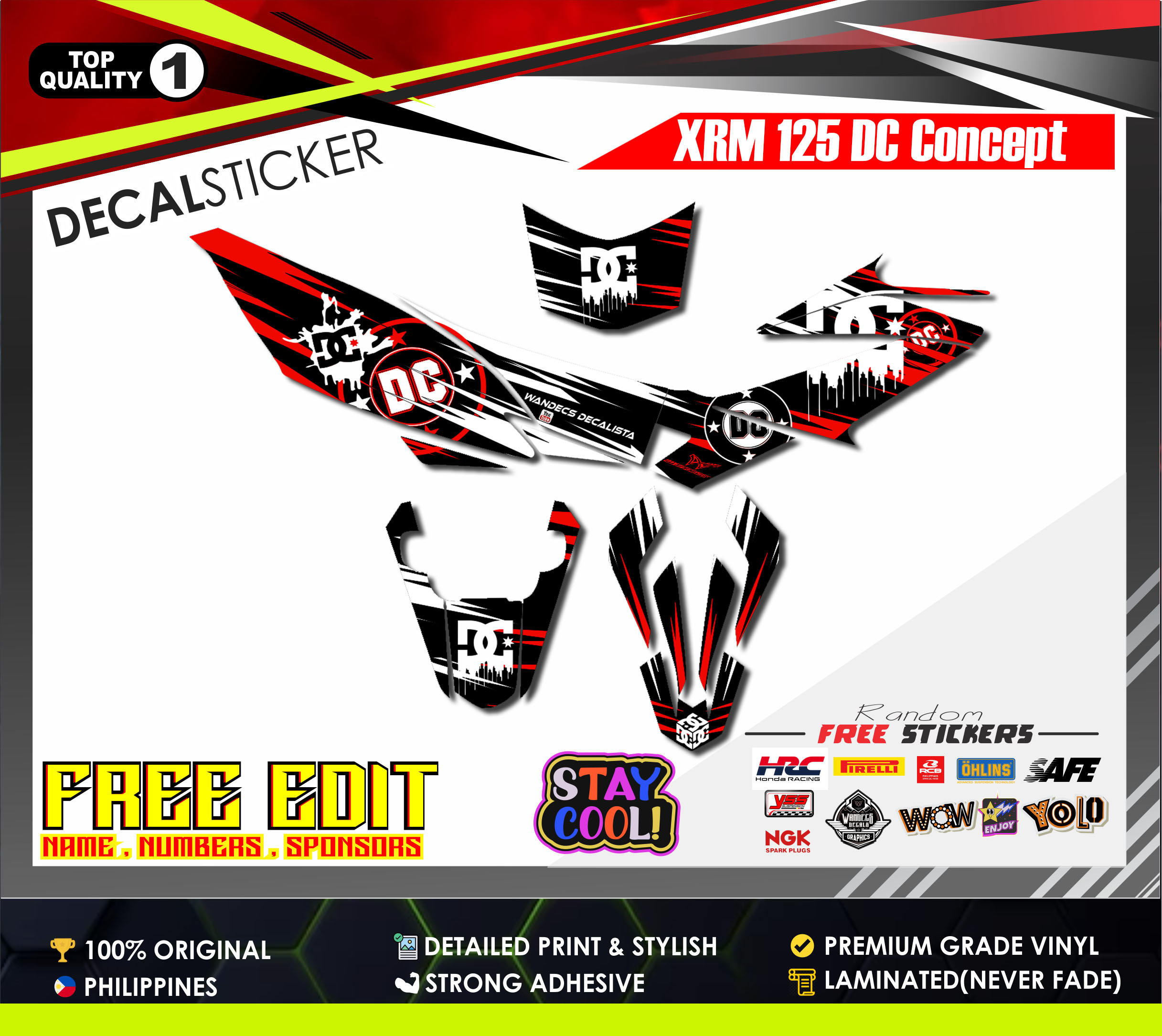 Honda XRM 125 Decals - High Quality Motorcycle, Waterproof Laminated ...