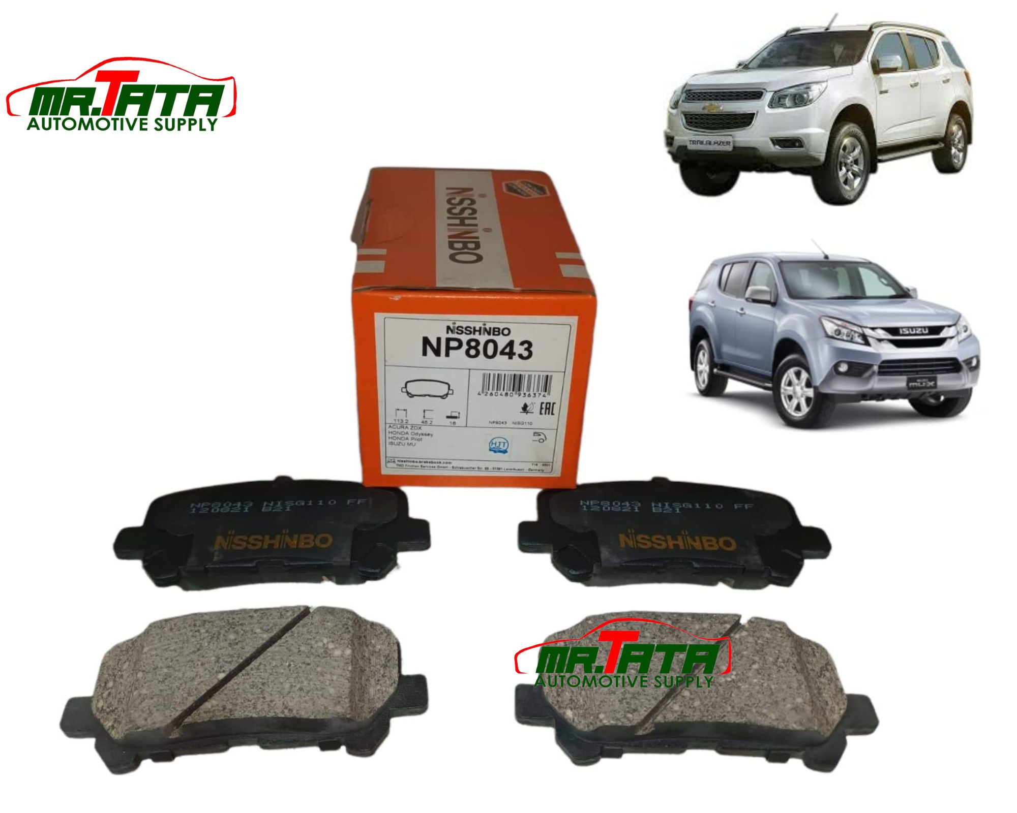 Nisshinbo Brake Pads REAR for Isuzu MU-X 2015 to 2021 and Chevrolet ...
