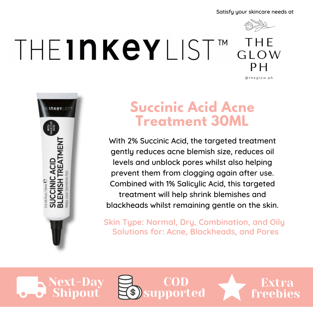 [AUTHENTIC] The Inkey List Succinic Acid Acne Treatment 15ml | The Glow ...