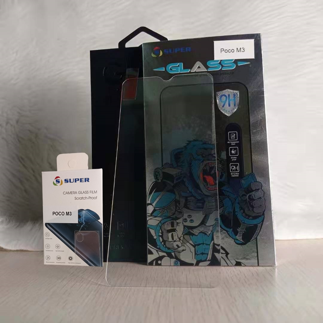 Poco M3 / Poco M3 pro 5G Full Tempered Glass Screen Protector w/ Punch ...