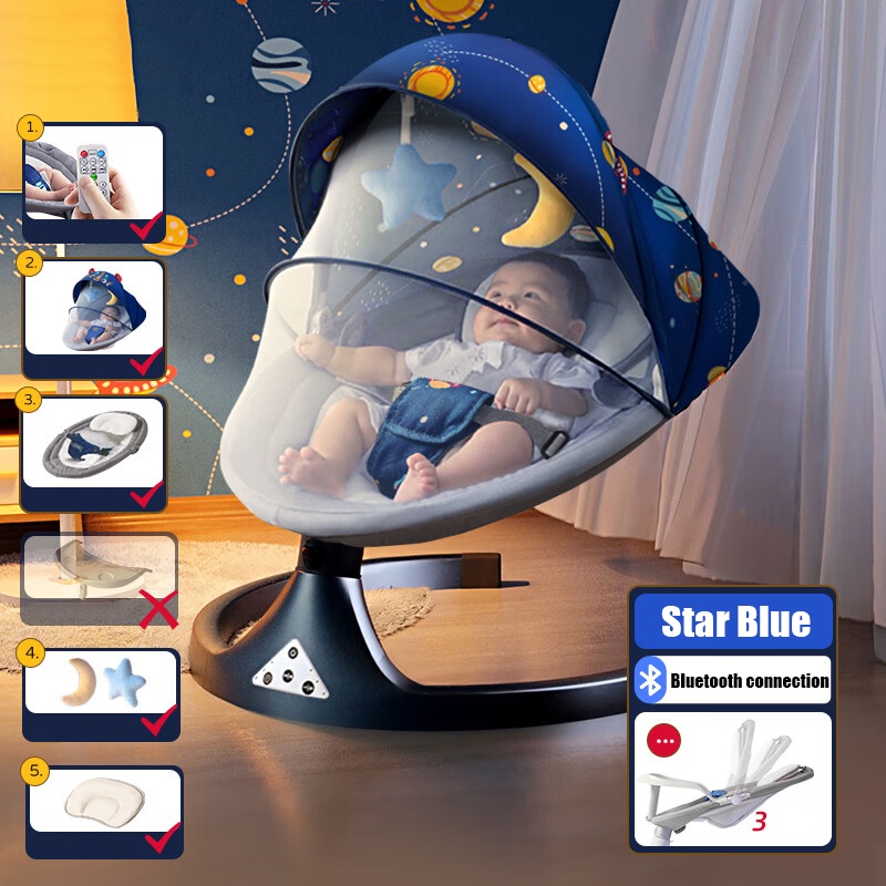 Baby electric cradle with mosquito net intelligent bluetooth music ...