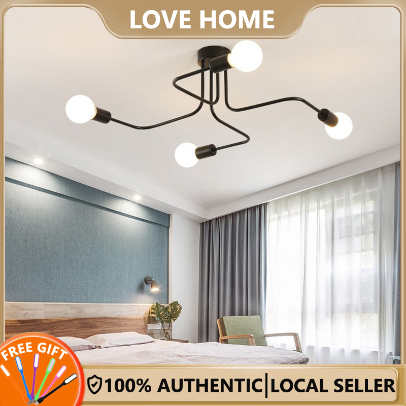 Chandelier Ceiling Sala Way Retro Ceiling Light Metal Industrial Spider ...