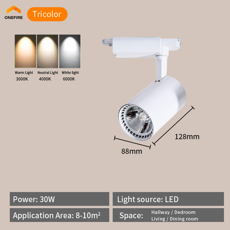 Tricolor Led Track Light Ceiling Cob Spotlight Rail Light Kitchen Light ...