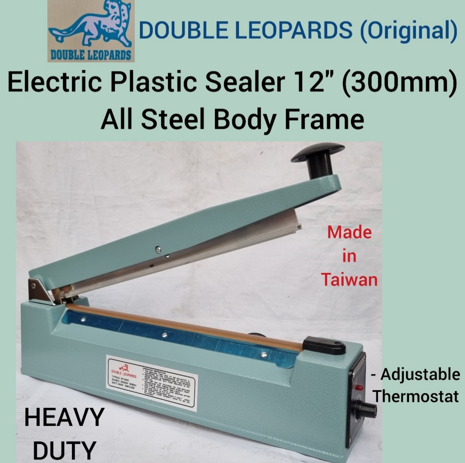 DOUBLE LEOPARDS Original Electric Plastic Sealer 12" 300mm HEAVY DUTY ...