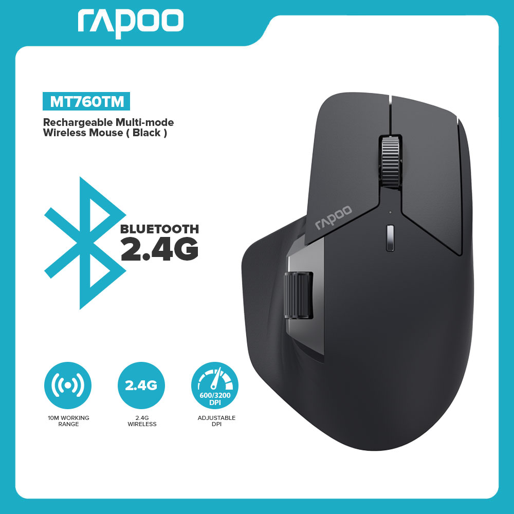 Rapoo MT760L Wireless Mouse Rechargeable Multi-mode Easy-Switch between ...