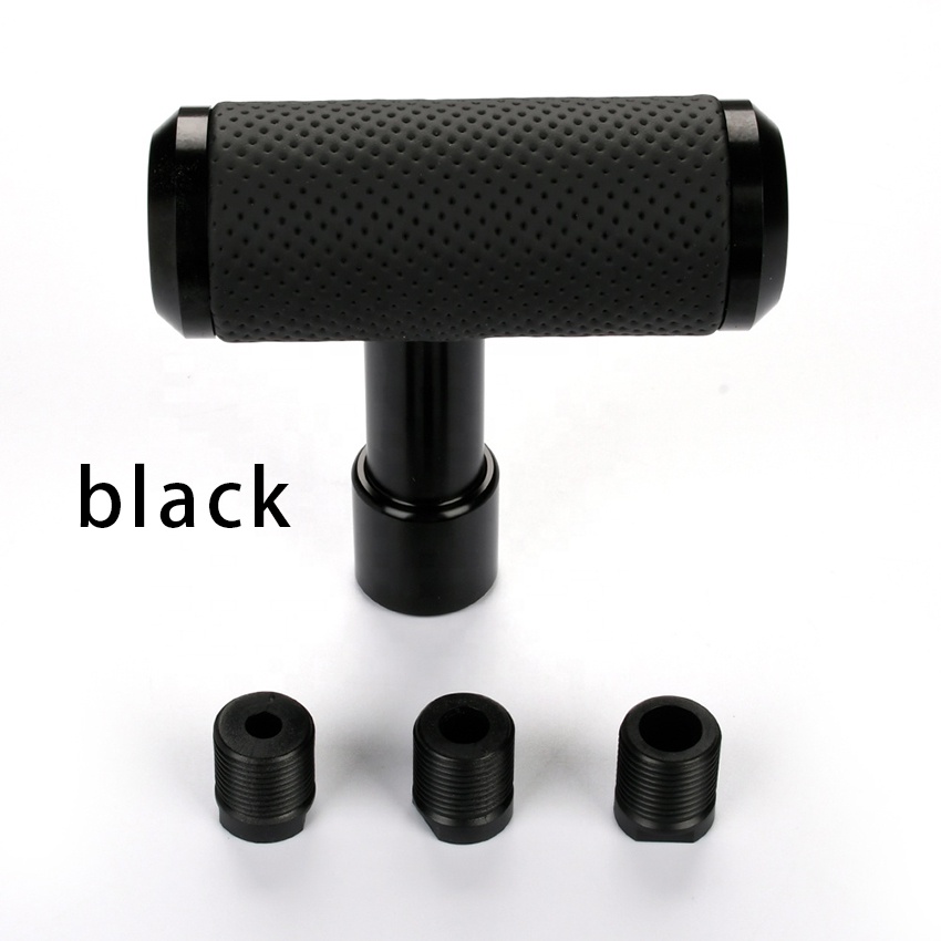 Universal Airplane T Shape Car Gear Shift Knob Aluminum Leather Long ...