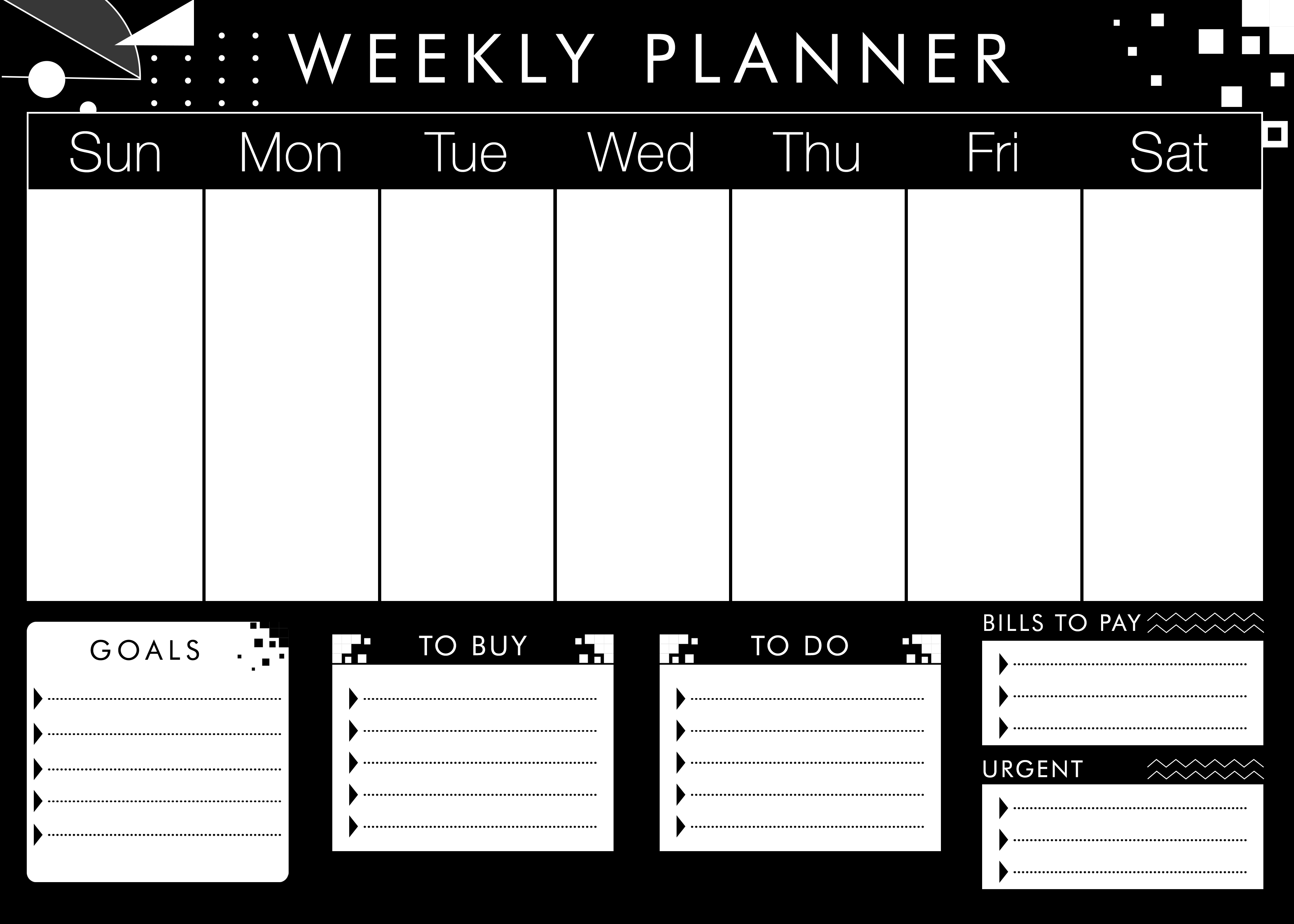 Weekly Planner (Avant Garde Design) - With Goals, To Buy and To Do ...