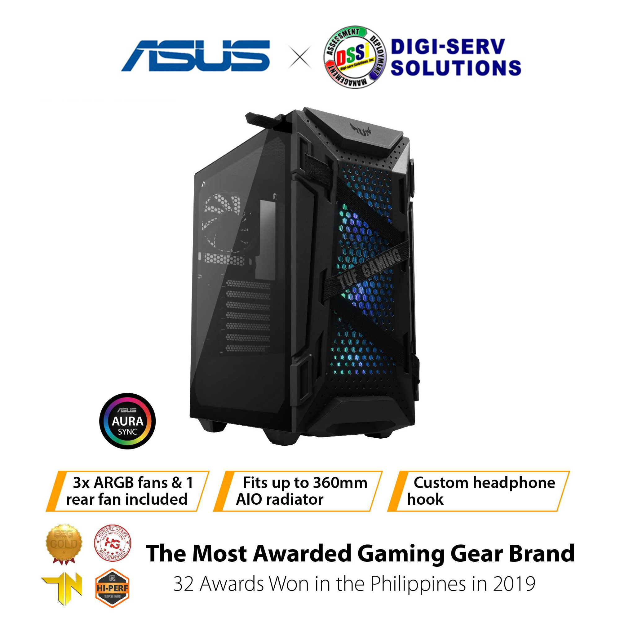 Asus TUF Gaming GT301 Mid-tower Compact Case for ATX Motherboards with ...