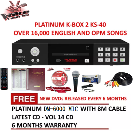 Platinum K-BOX 2 KS-40+ DVD Karaoke Player with 16000 Songs and Free DM-6000S Wired Mic | Lazada PH