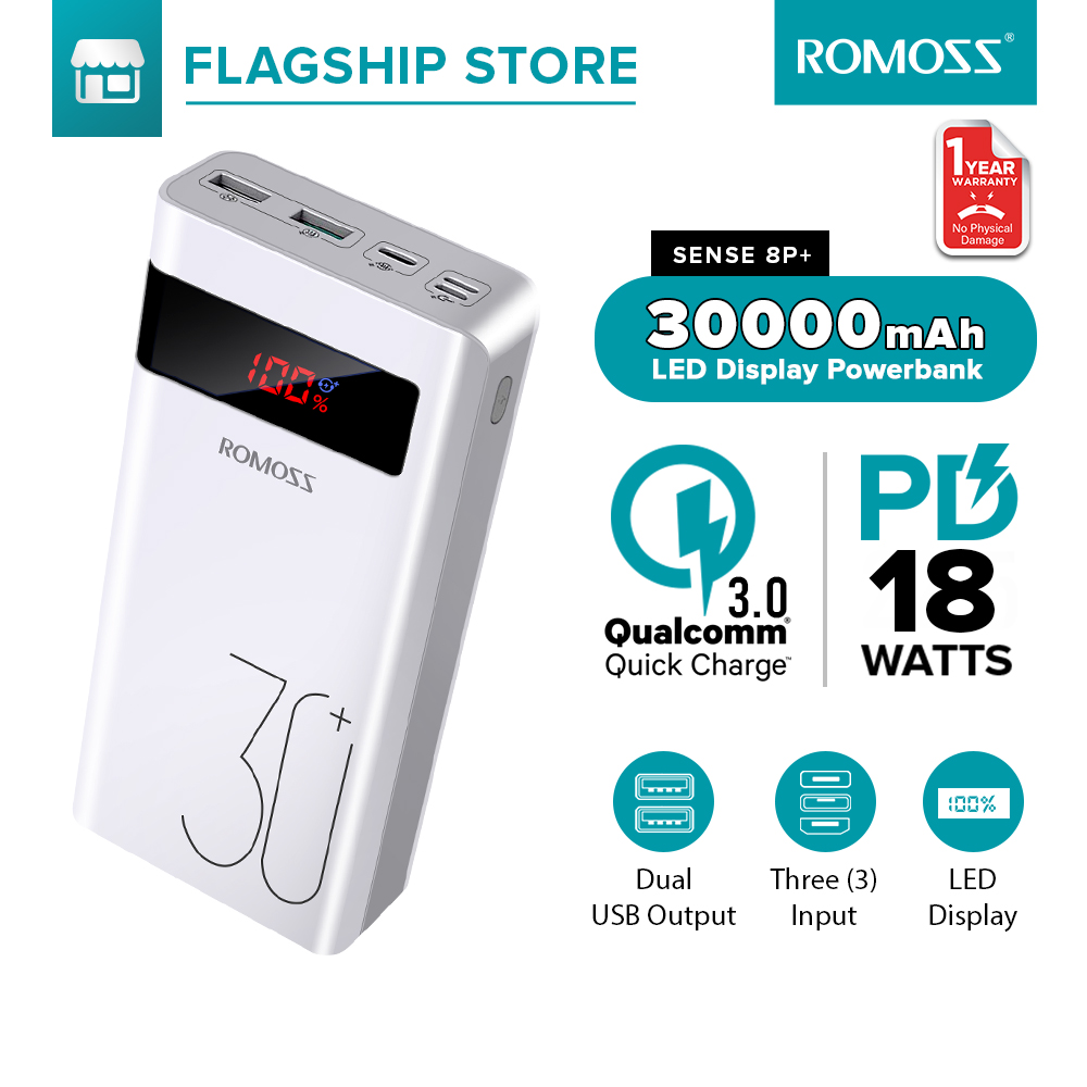 Romoss Sense 8 Plus/Sense 8F 30000mAh powerbank QC Type-C Power Bank ...