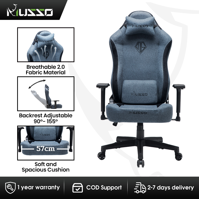 MUSSO 199A Navigator series XL Fabric Gaming Chair with Wide Seat,Heavy ...