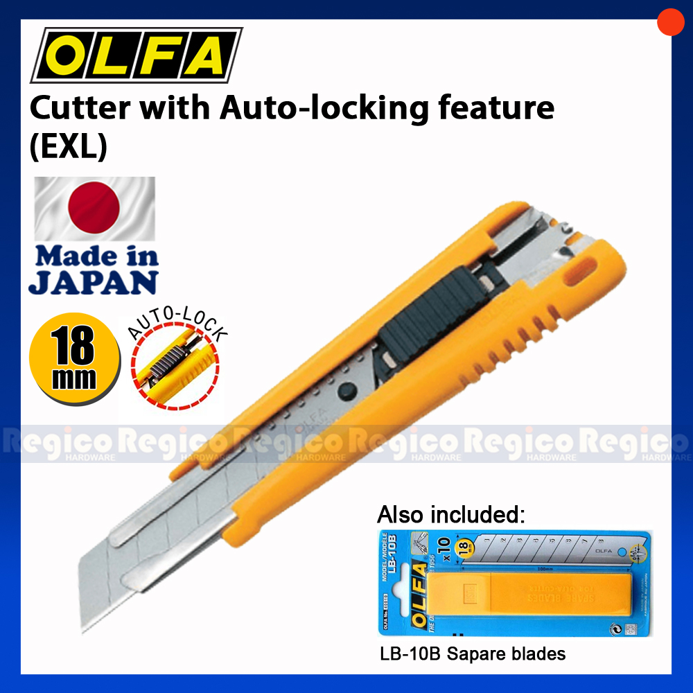 OLFA Cutter with Auto-locking feature (EXL) and spare blade(LB-10B ...