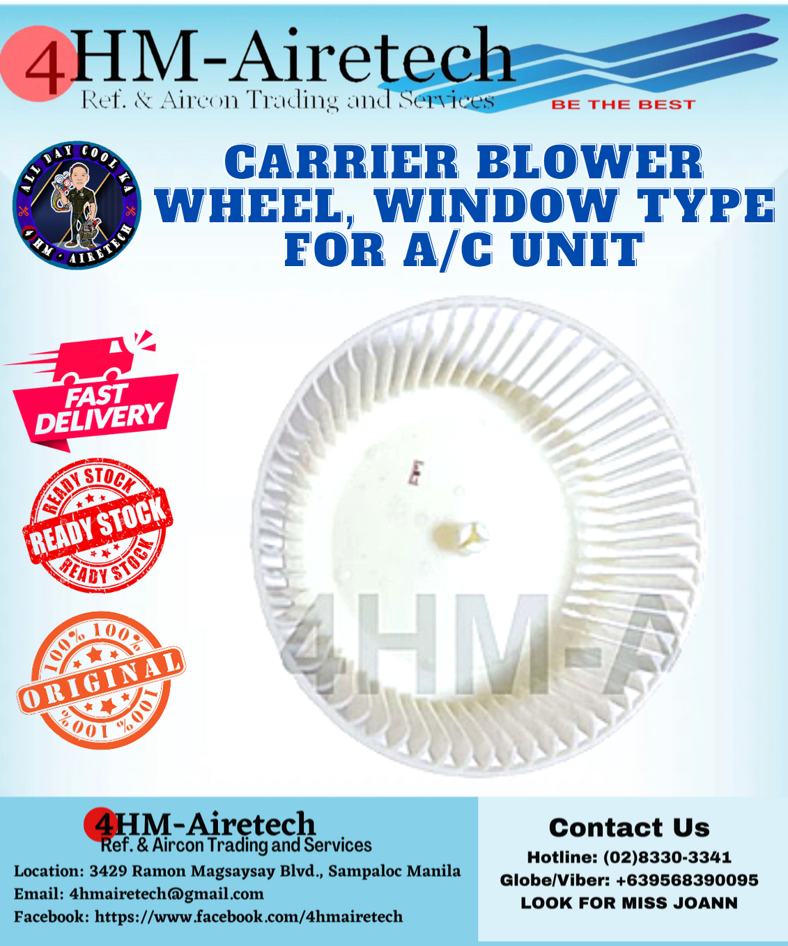 4HM CARRIER Blower Wheel, Window Type for Air Condition Unit (Model ...