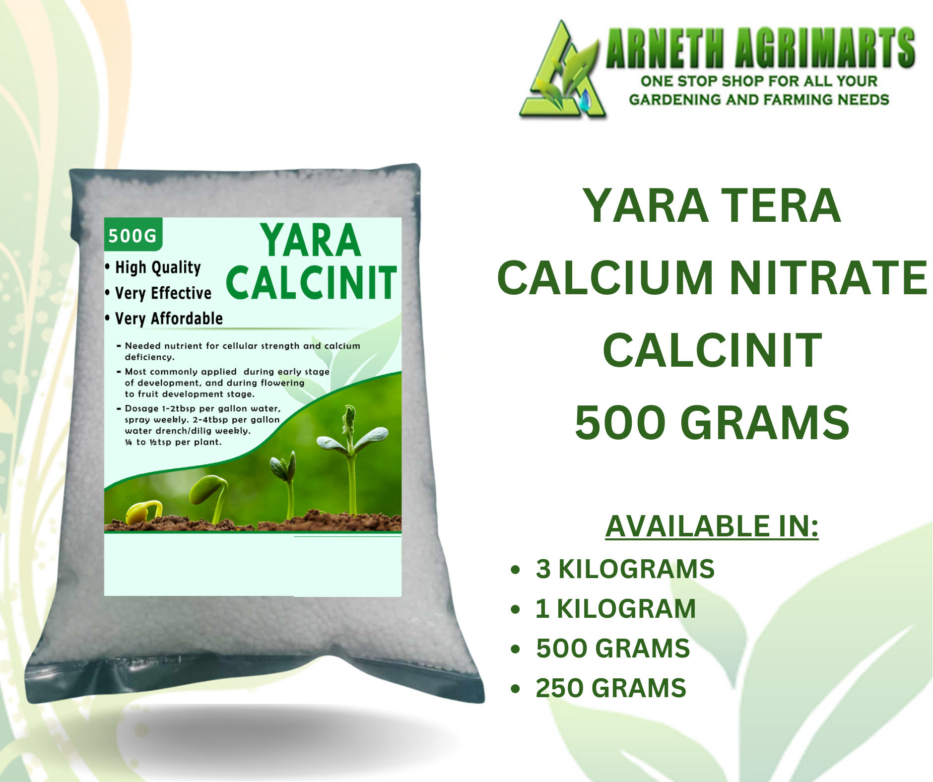 YARA TERA CALCIUM NITRATE CALCINIT FERTILIZER / YARA FERTILIZER - FOR ...