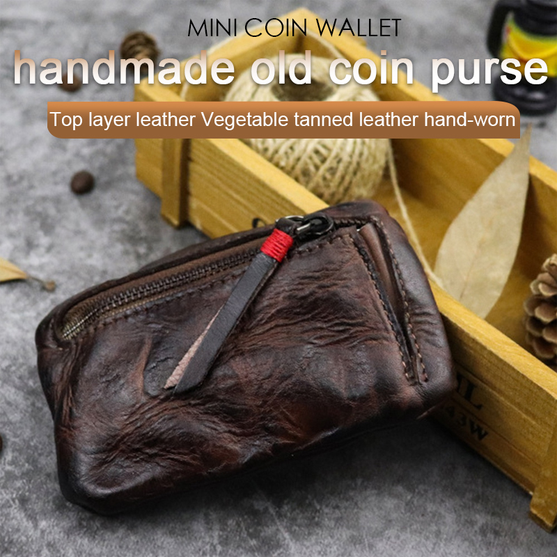Vintage Men's Genuine Leather Mini Coin Purse Card Case Holder Wallet ...