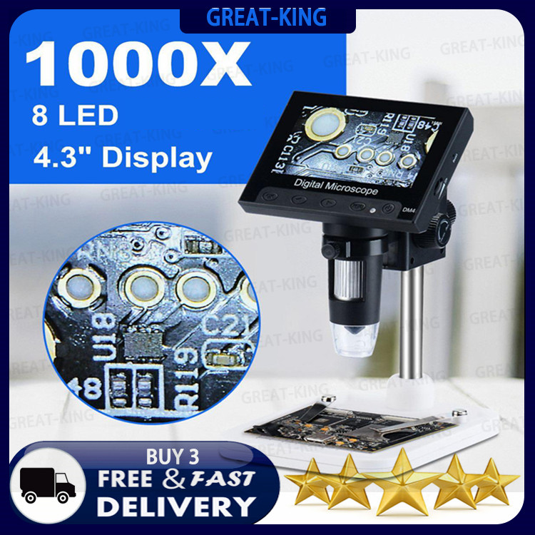 Great-King 1000x Educational Research Electron Microscope with 4.3 inch ...