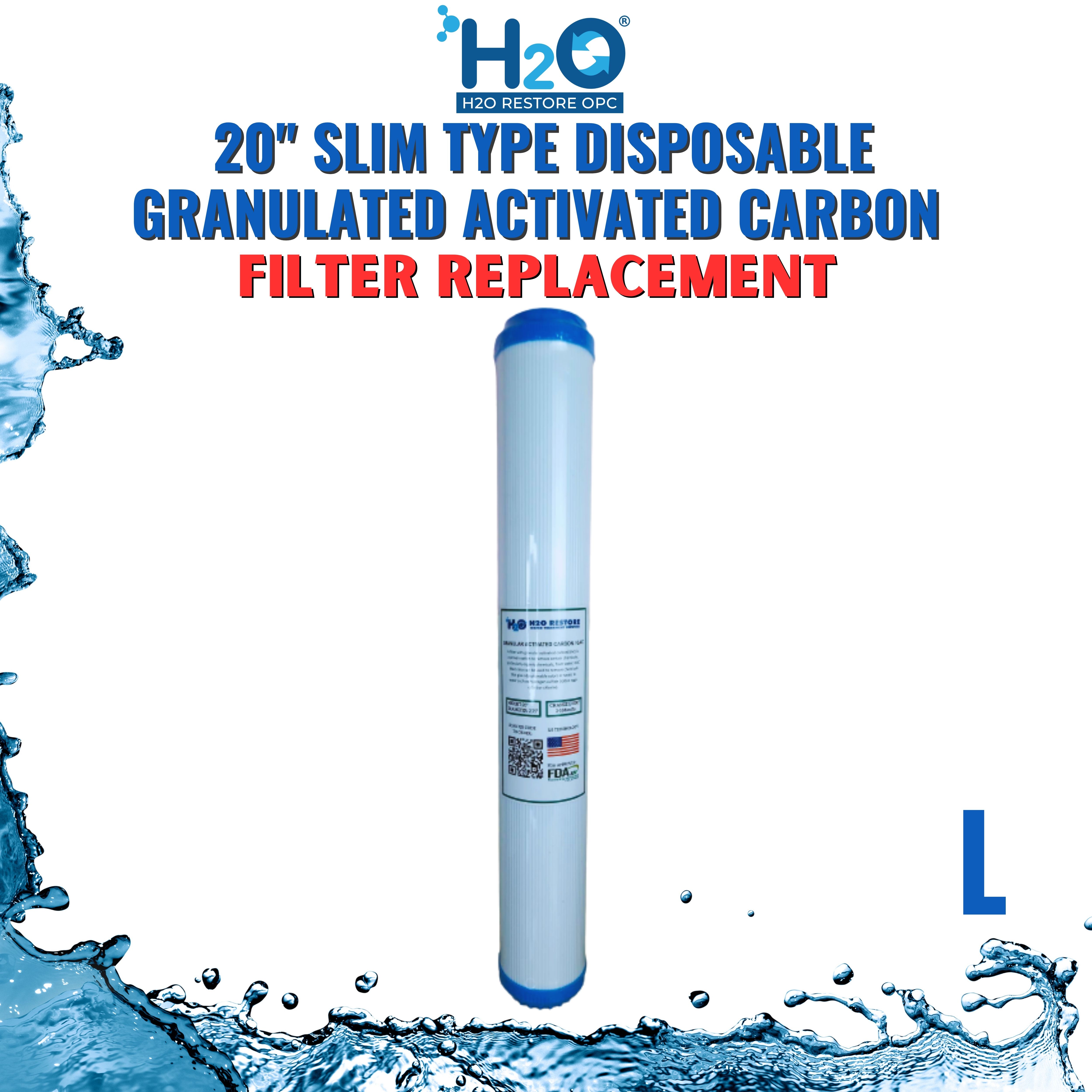 Disposable Granulated Activated Carbon Filter Replacement 20" x 2.75" 5 ...