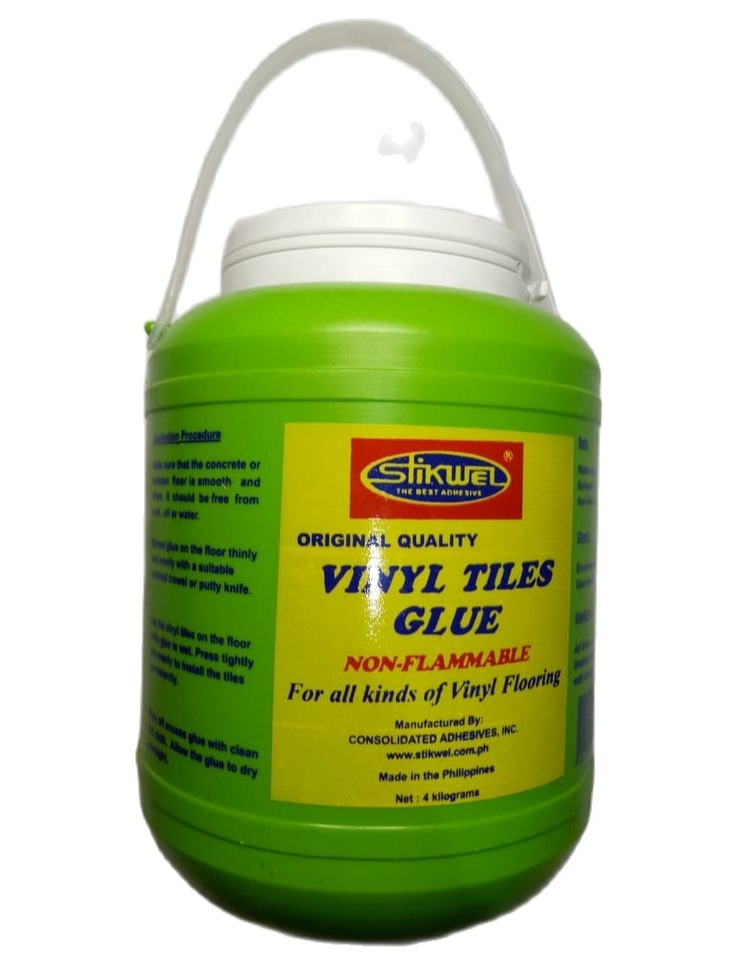 ORIGINAL STIKWEL VINYL TILES GLUE (4kgs.)NON FLAMMABLE FOR ALL TYPES OF ...