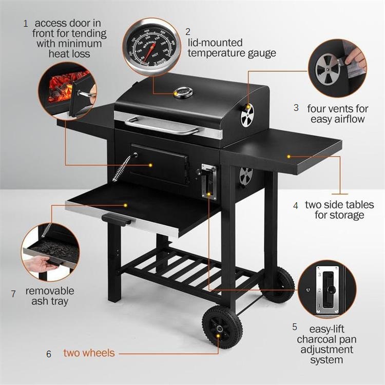 High-quality bbq griller outdoor 4-6 people barbecue camping charcoal ...